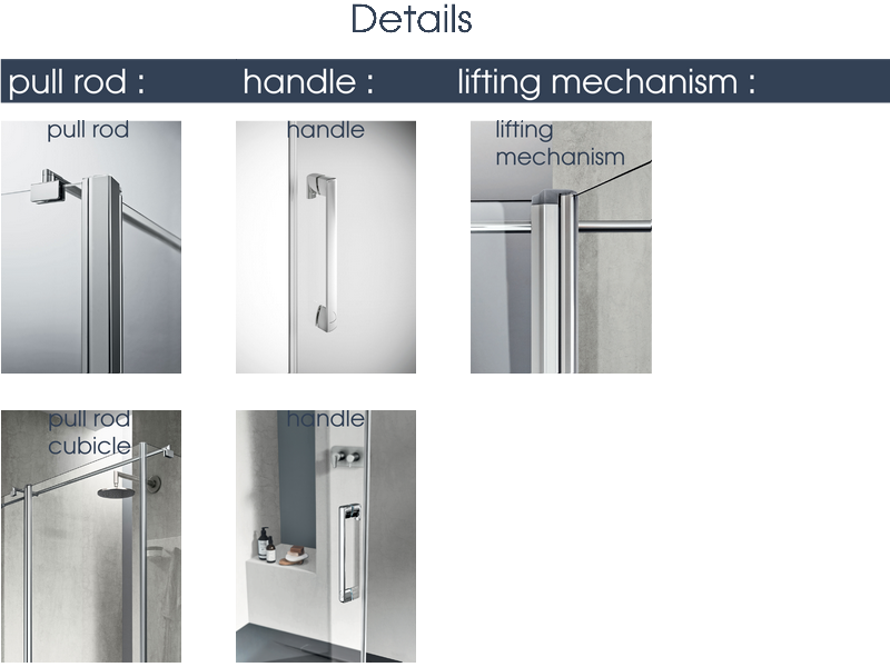 Shower door 2 fixed panels + 2 swing doors Kristal H2000 with bright ...