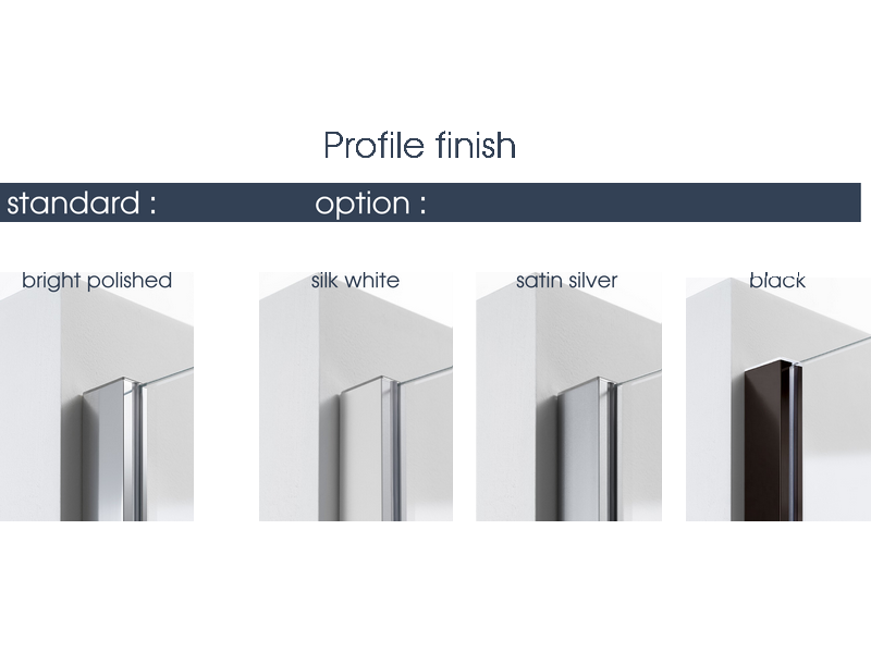 Fixed shower panels Kristal front & side H2000 with bright polished ...