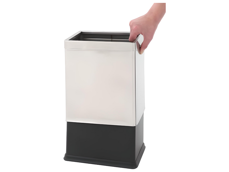 Square paper bin 10 L with sleeve brushed SS - Haccess - Haccess
