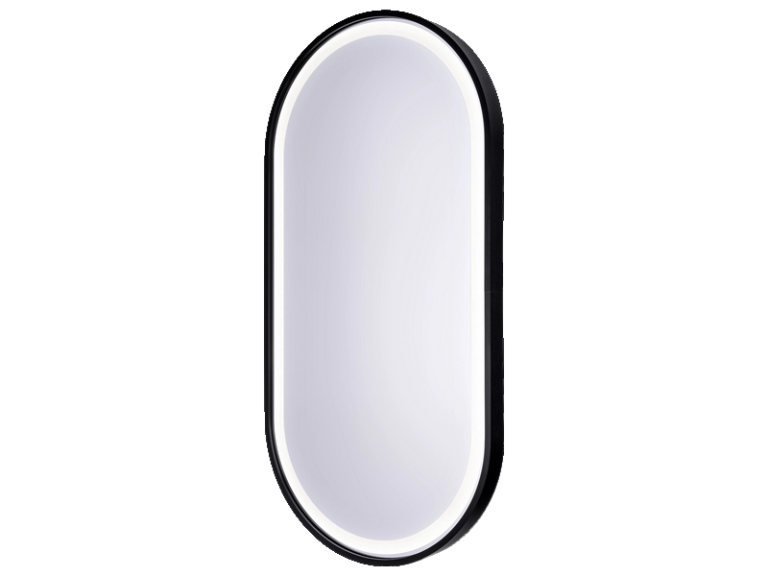 Oblong Trim LED mirror 400 x 800 mm, brushed black finish aluminum ...